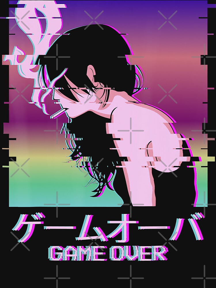 Japanese Vaporwave Sad Anime Girl Game Over Indie Aesthetic T Shirt