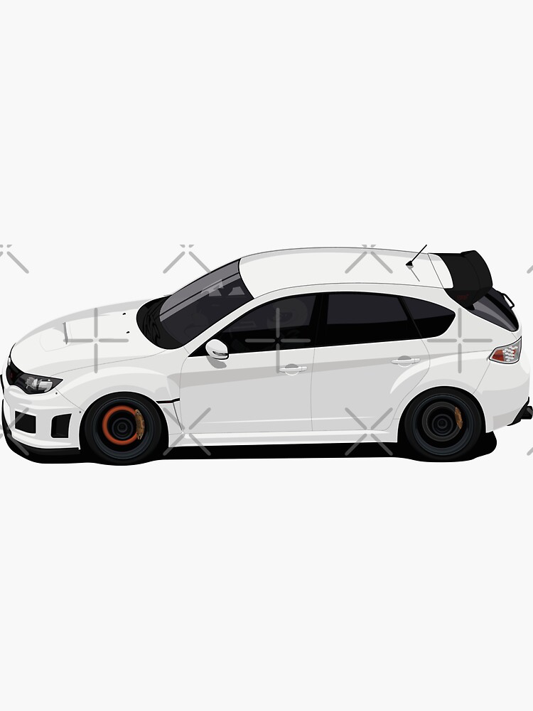 "white subie wrx sti hatchback" Sticker for Sale by OlegNaches | Redbubble