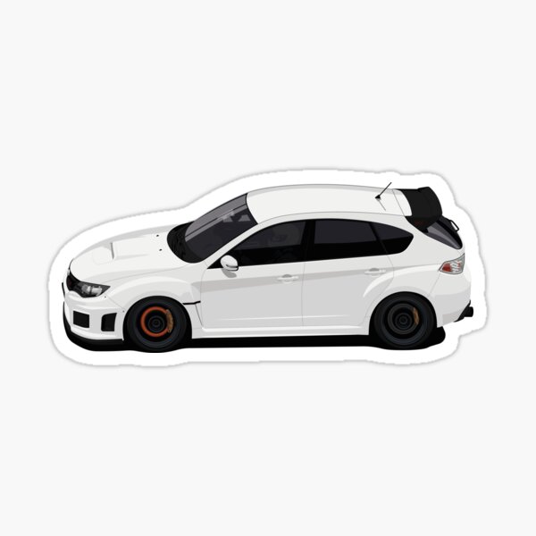 "white subie wrx sti hatchback" Sticker for Sale by OlegNaches | Redbubble