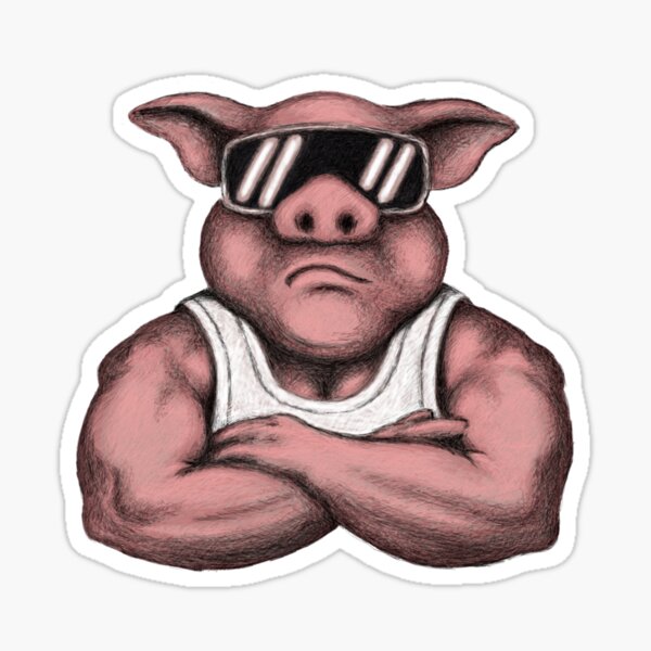"Keep Cool Strong Pig cartoon" Sticker for Sale by JoriB77 | Redbubble