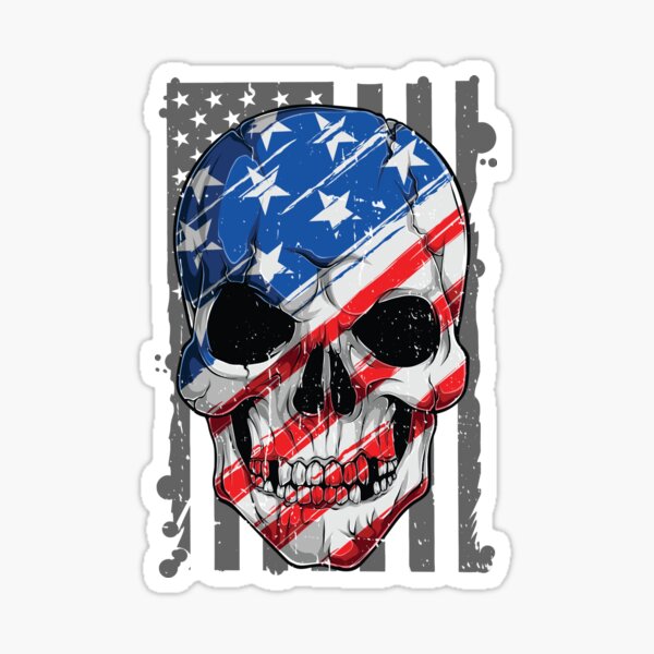 "american skull flag - skull flag - american flag ." Sticker for Sale ...
