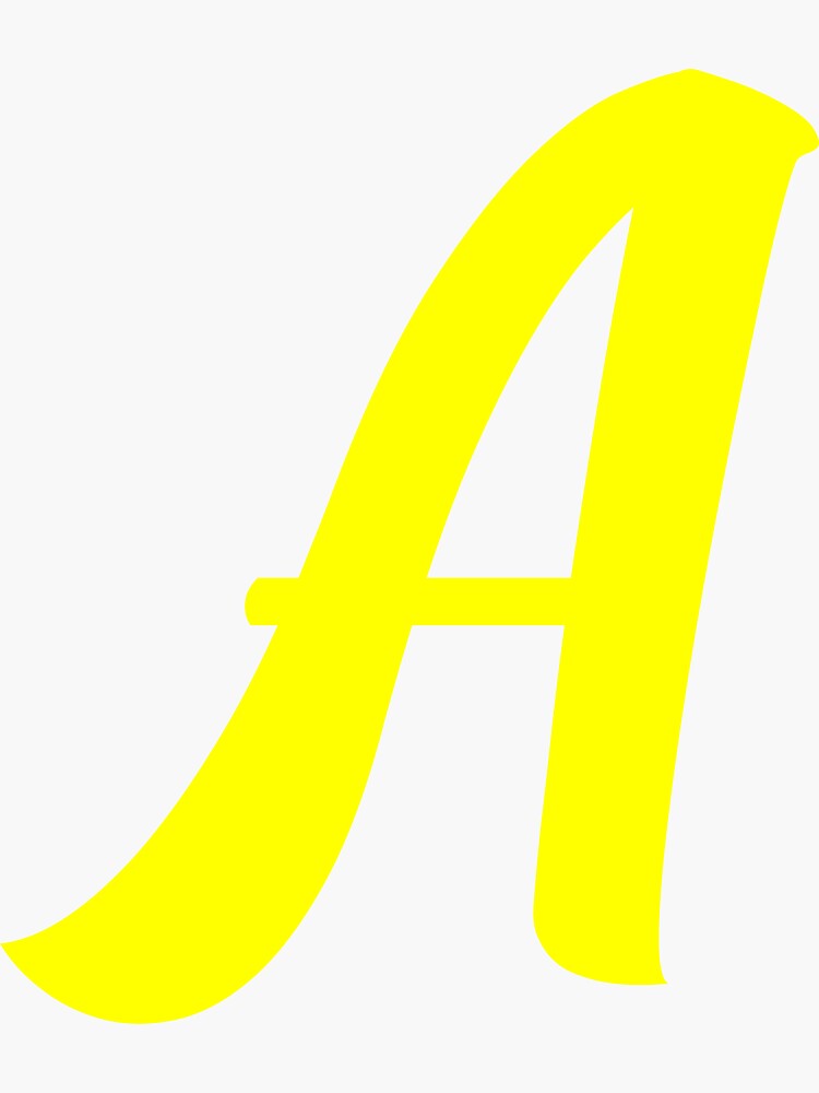 " yellow letter A Letter A - T-Shirt" Sticker for Sale by AliBet ...