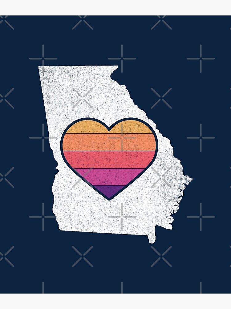 "Cute I Love Georgia Retro Heart With State Outline" Poster by ...