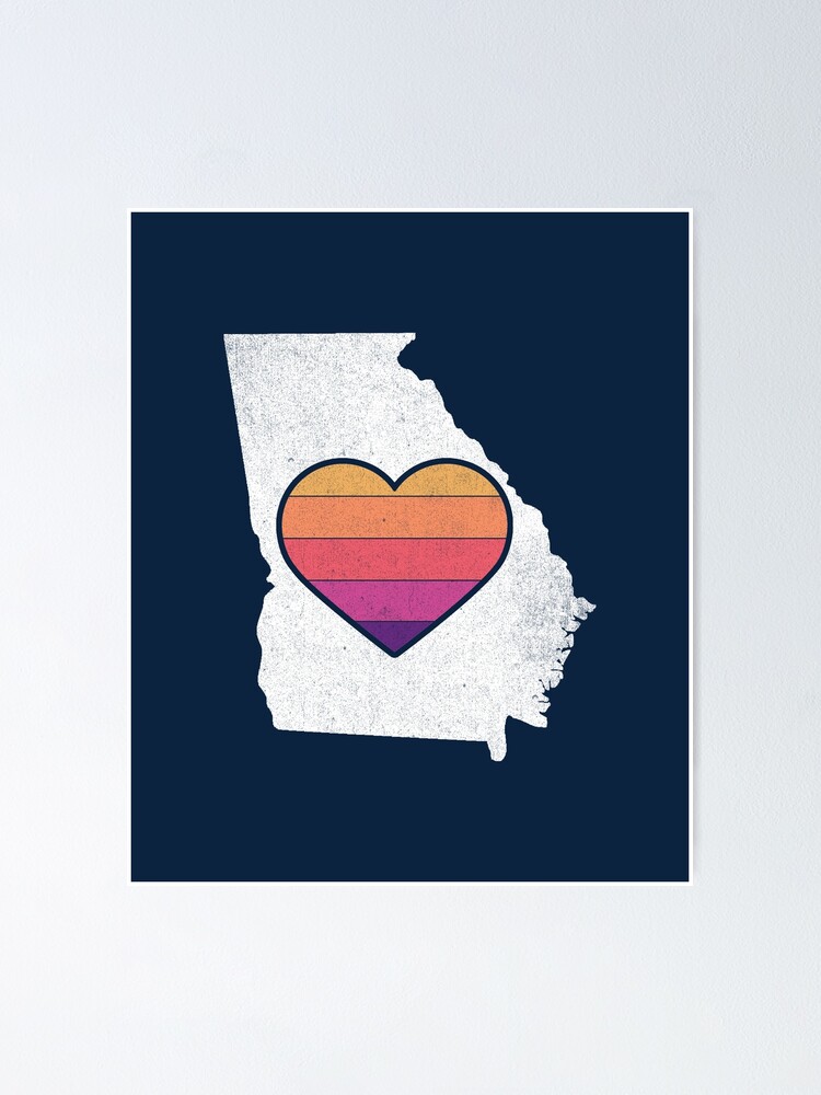 "Cute I Love Georgia Retro Heart With State Outline" Poster by ...