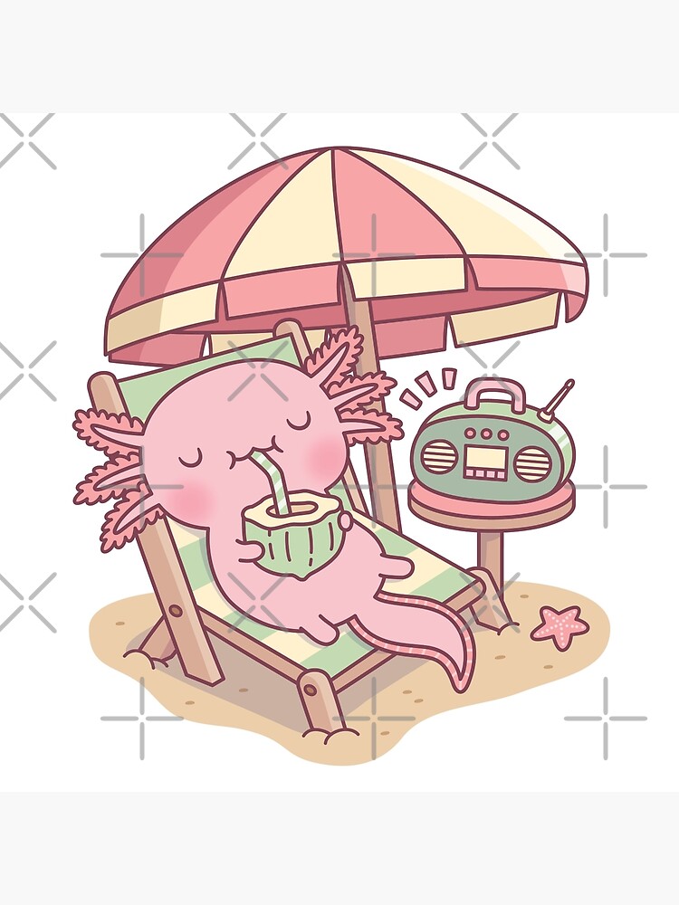 "Cute Axolotl Chilling At The Beach" Poster for Sale by rustydoodle ...