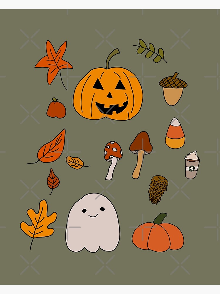 "Cute fall icons" Poster for Sale by emmarsheehan | Redbubble