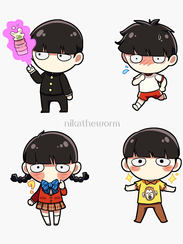 "Chibi Mob Sticker Set" Sticker for Sale by nikatheworm | Redbubble