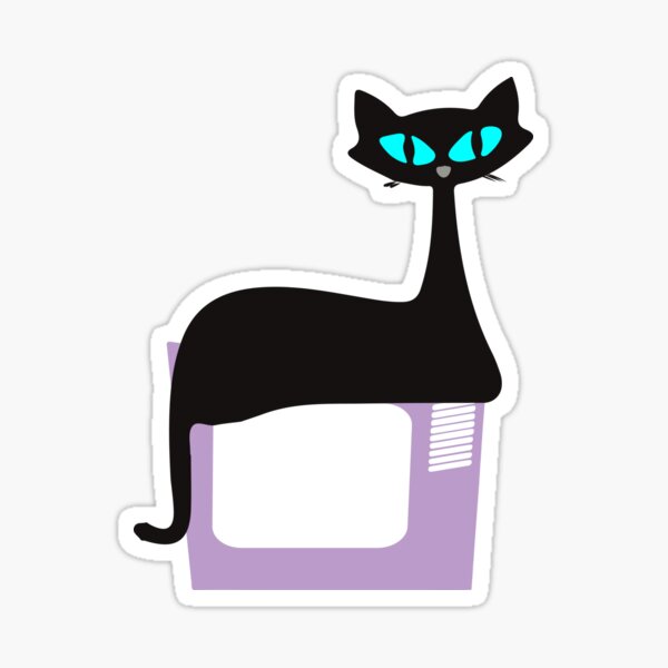 "Mid Century Cat Lying on a Retro Telly" Sticker for Sale by ...