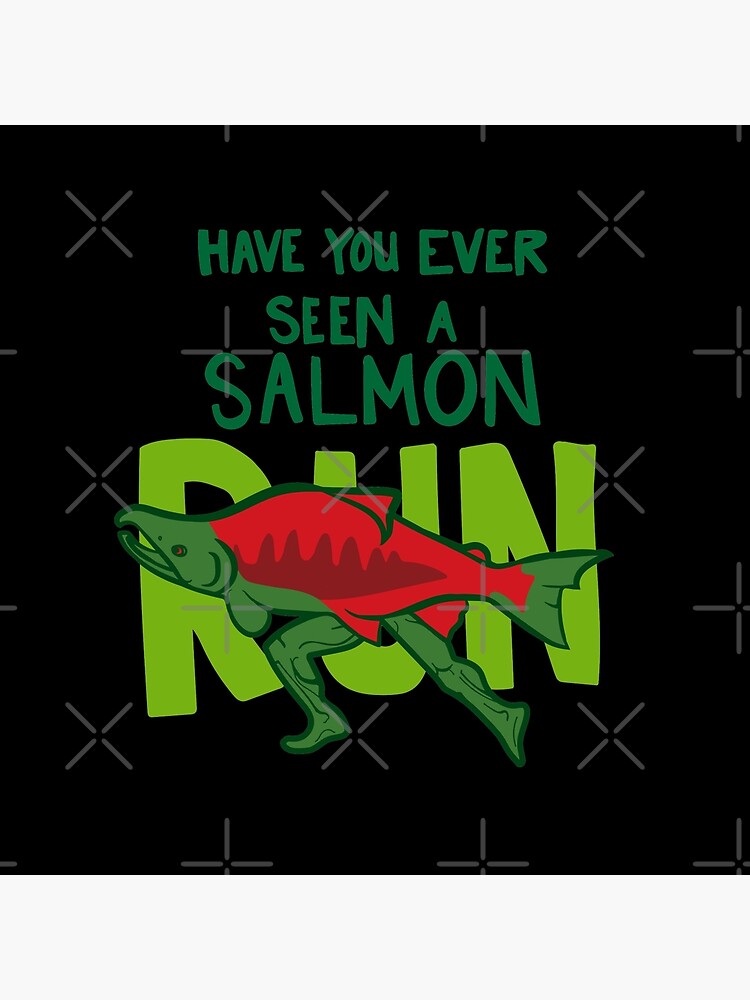 "Funny Fish with Legs "Have You Ever Seen A Salmon Run?"" Throw Pillow ...