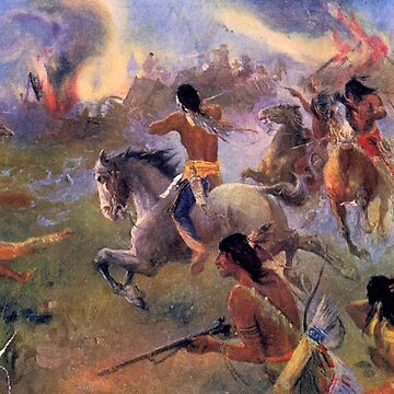 "Native American Siege of New Ulm Minnesota, 1862 Dakota War, landscape ...