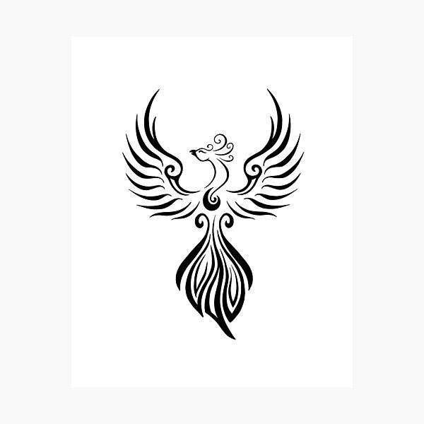 "Tribal Phoenix Minimalist Intricate Tattoo Design" Photographic Print ...