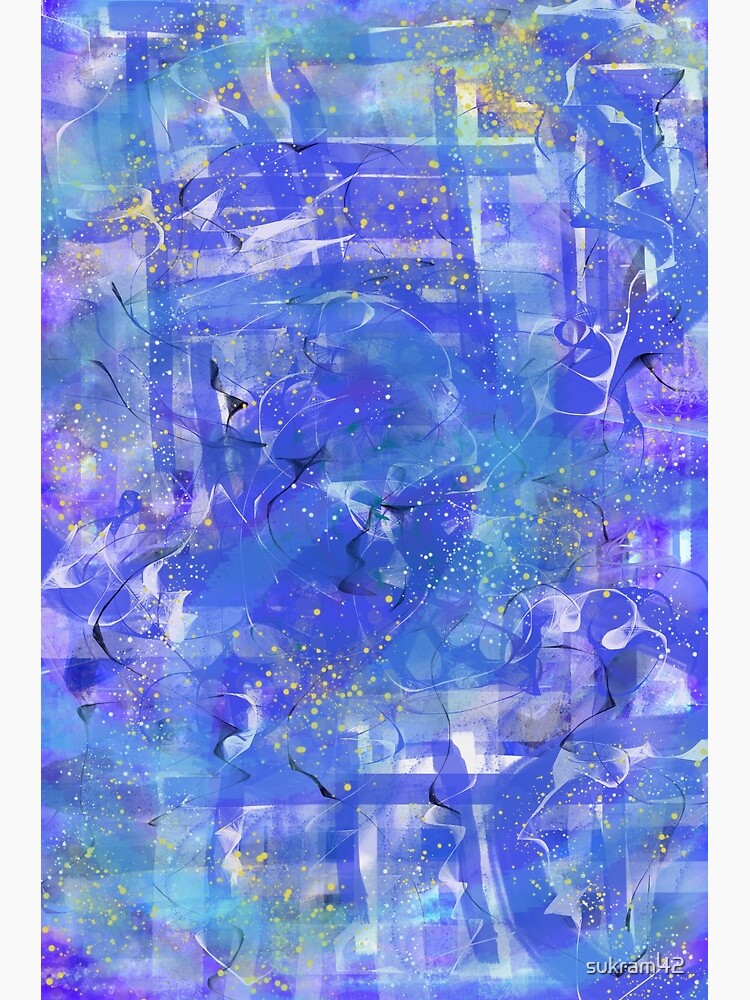 Póster «Lienzo de arte abstracto azul, pintura abstracta moderna, arte ...