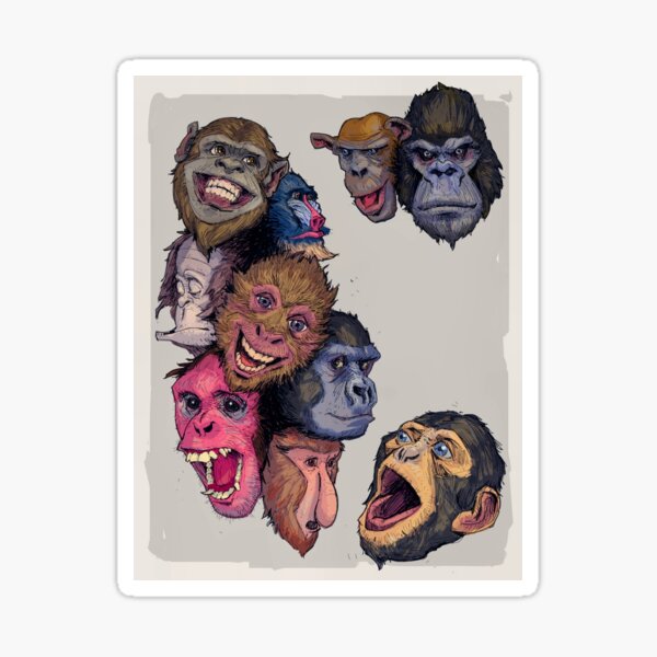 "Crazy Monkeys" Sticker for Sale by PrintsGateWay | Redbubble