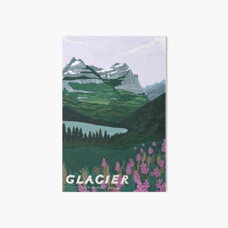 "Glacier National Park, Montana, National Parks Illustration, Vintage ...