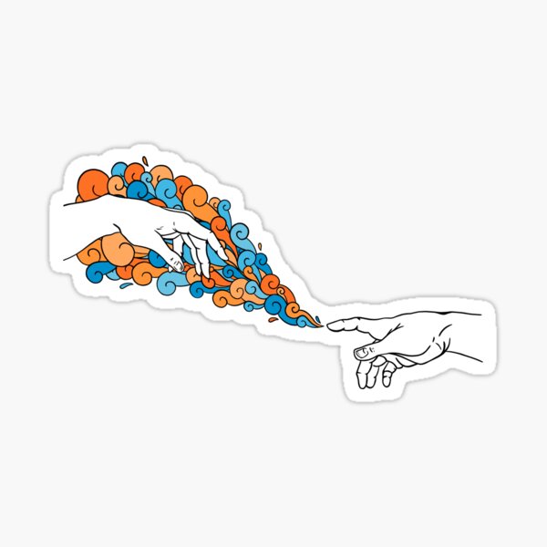 "Twist on Creation of Adam" Sticker for Sale by kyliej0216 | Redbubble