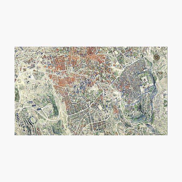 "Vintage Map of Greater Jerusalem Area, Israel" Photographic Print for ...