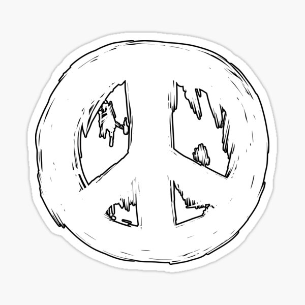 "Ragged Scrawled Peace Sign White" Sticker for Sale by JitterTeez ...