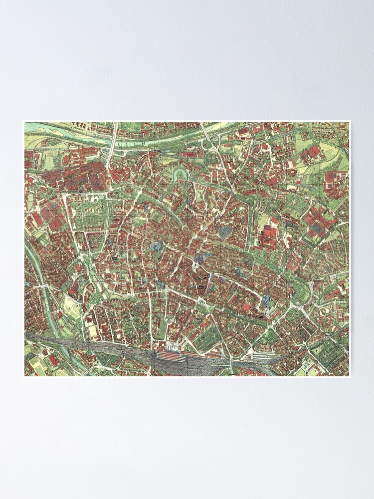 "Vintage Map of Augsburg, Germany" Poster for Sale by gin-nek-shop ...