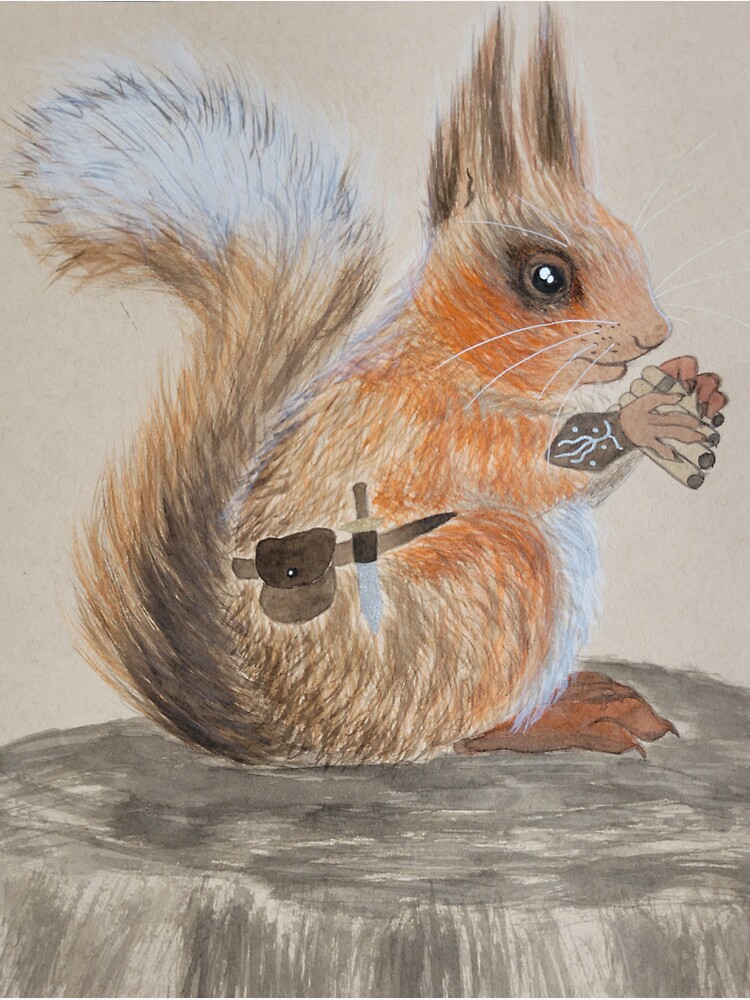 "Inktober, Squirrel, Warrior, Bard, Fantasy" Sticker by SabrinaMillsArt ...