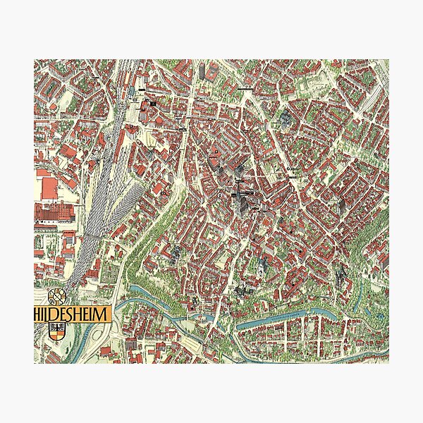"Vintage Map of Hildesheim, Germany" Photographic Print by gin-nek-shop ...