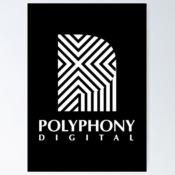 Poster for Sale mit "Polyphony Digital (ポリフォニー・デジタル) weißes Logo" von ...