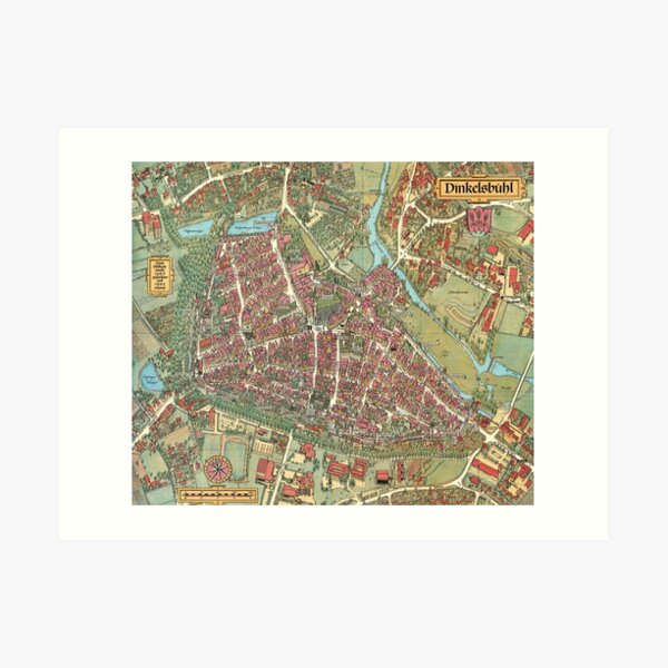 " Vintage Map of Dinkelsbuehl, Germany" Art Print for Sale by gin-nek ...