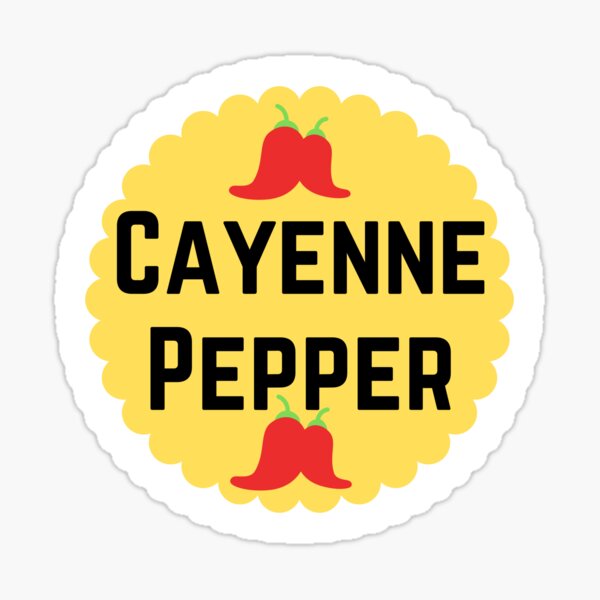 "CAYENNE PEPPER - Yellow Label " Sticker for Sale by LabelStore | Redbubble