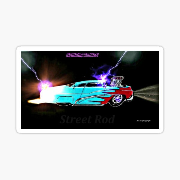 "Hot Rod Art / Lightning Rodder!" Sticker for Sale by Imagin8er | Redbubble