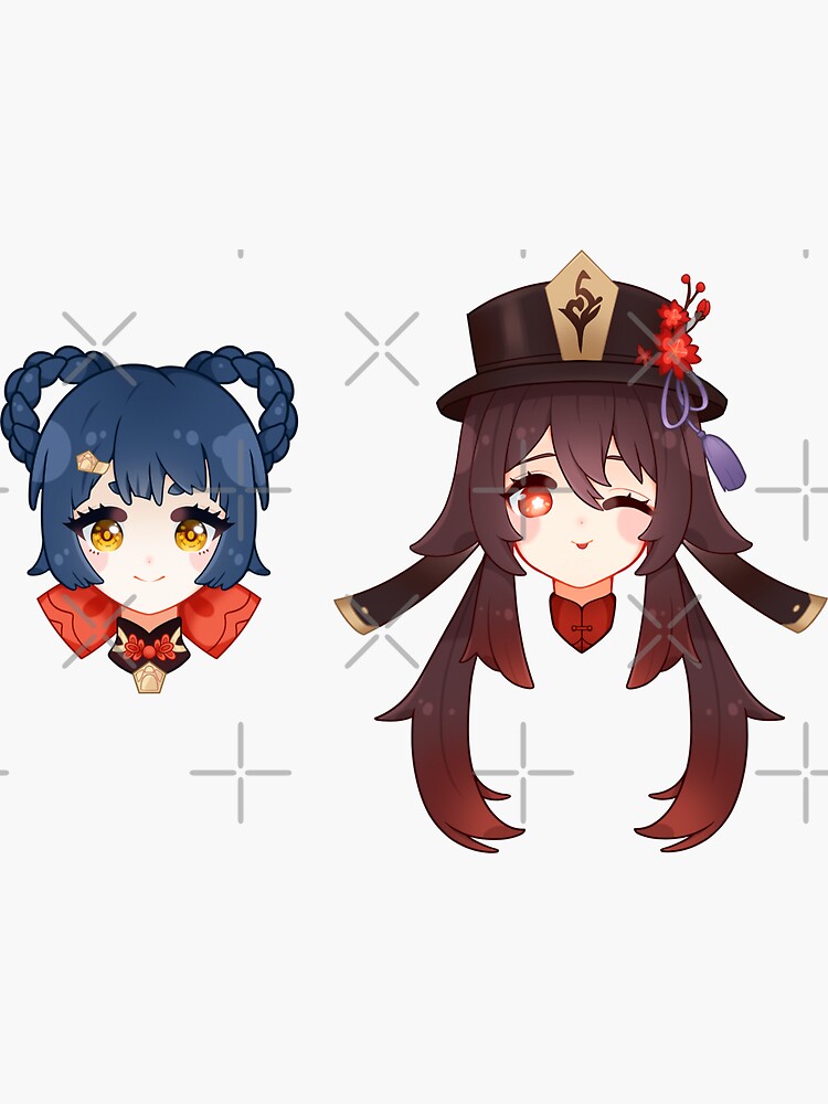 "2 Xiangling and Hu Tao Stickers - Genshin Impact" Sticker for Sale by ...