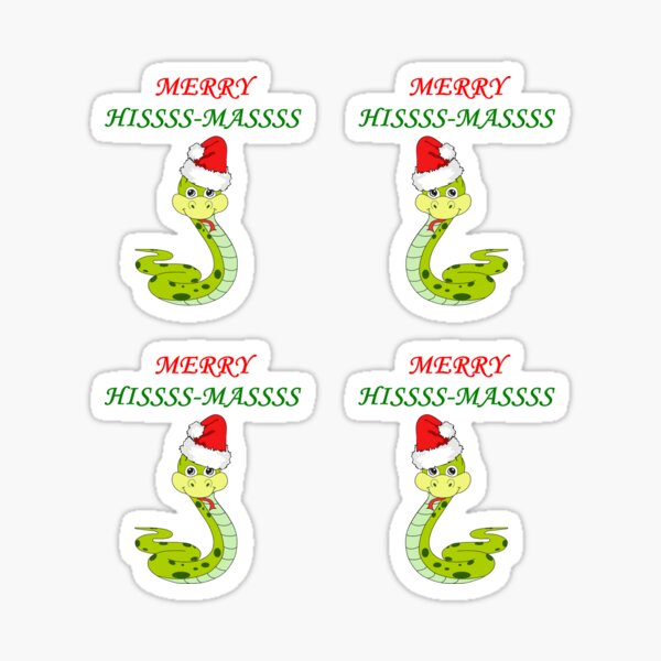Pegatina «Merry Hissss-Massss Snake - Linda serpiente con un gorro de ...