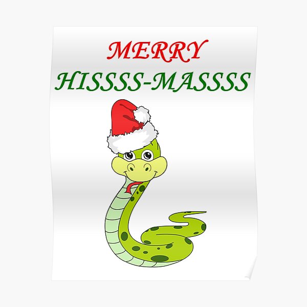 "Merry Hissss-Massss Snake - Cute Snake Wearing A Santa Hat Saying ...