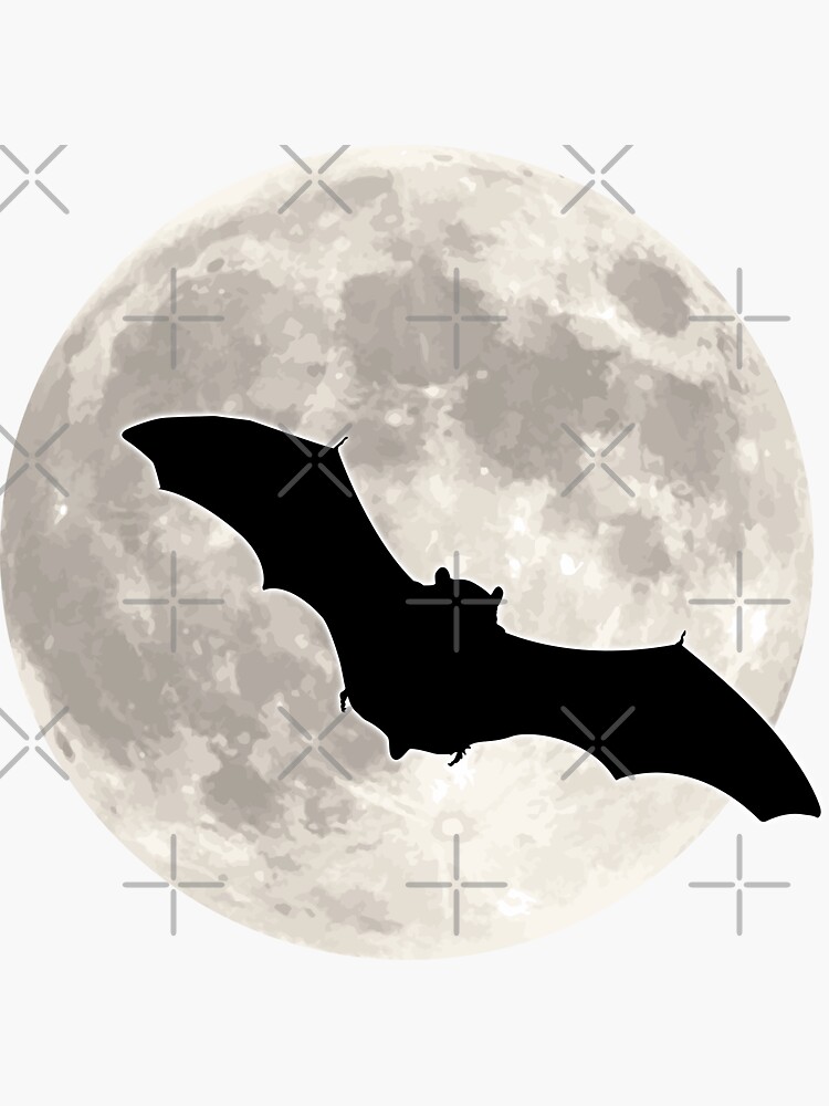 "Moon with Bat Silhouette" Sticker for Sale by befehr | Redbubble