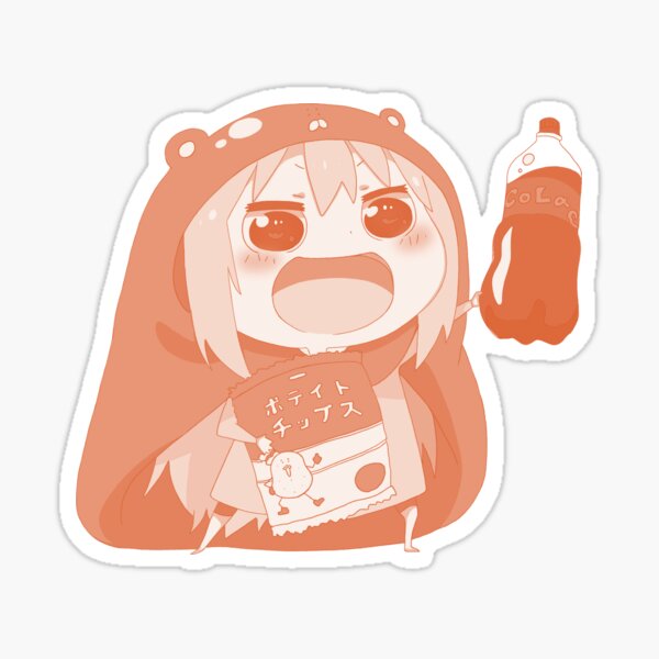 "Umaru-chan with her chips and cola! - Colored Lineart" Sticker for ...