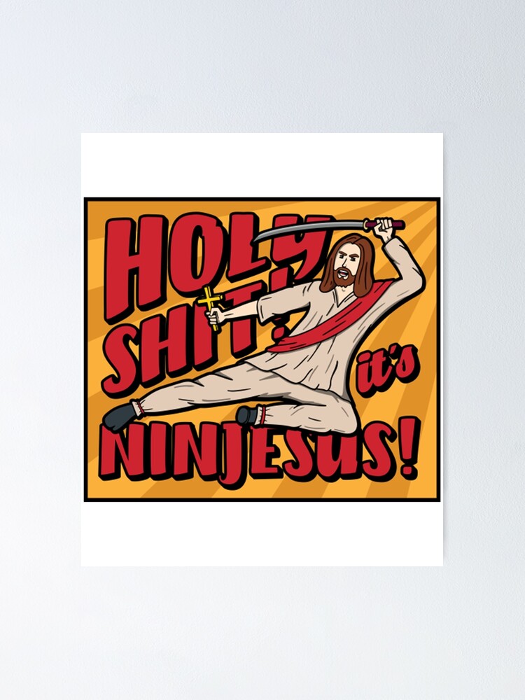"Ninjesus T-ShirtNinjesus - Ninja Jesus Cartoon" Poster for Sale by ...