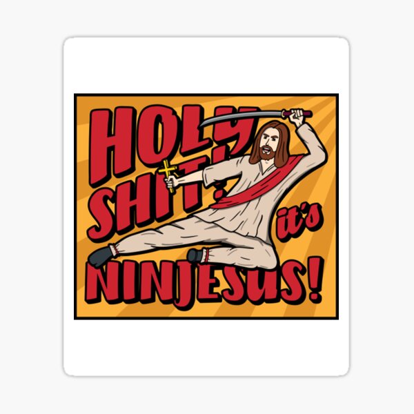 "Ninjesus T-ShirtNinjesus - Ninja Jesus Cartoon" Sticker by ParwyMukan ...