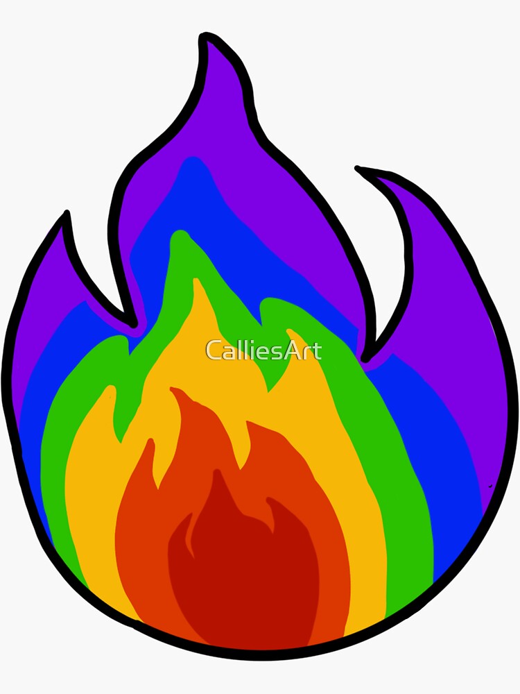"Rainbow Flame" Sticker for Sale by CalliesArt | Redbubble