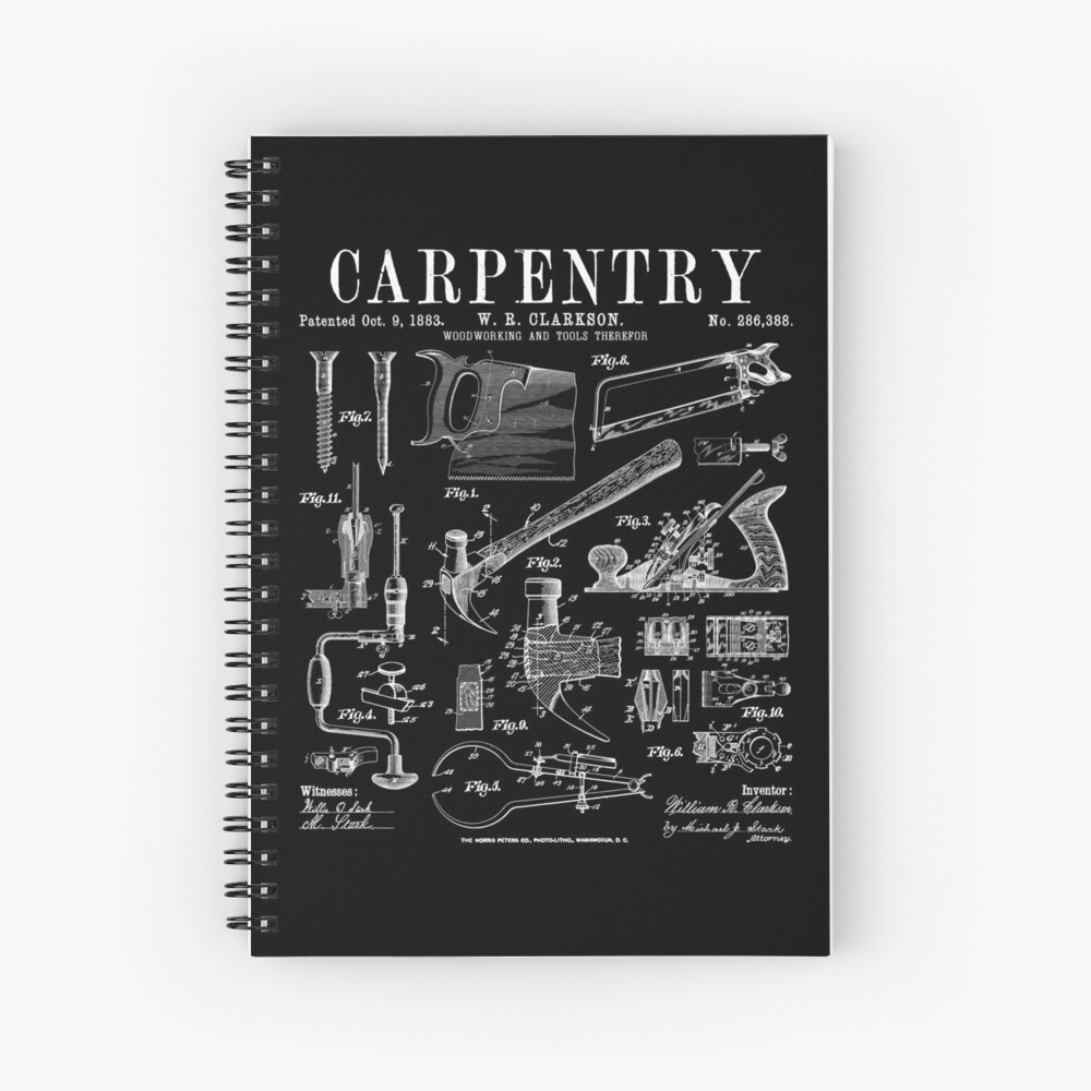 "Carpentry Carpenter Tools Handyman Vintage Patent Print" Spiral ...
