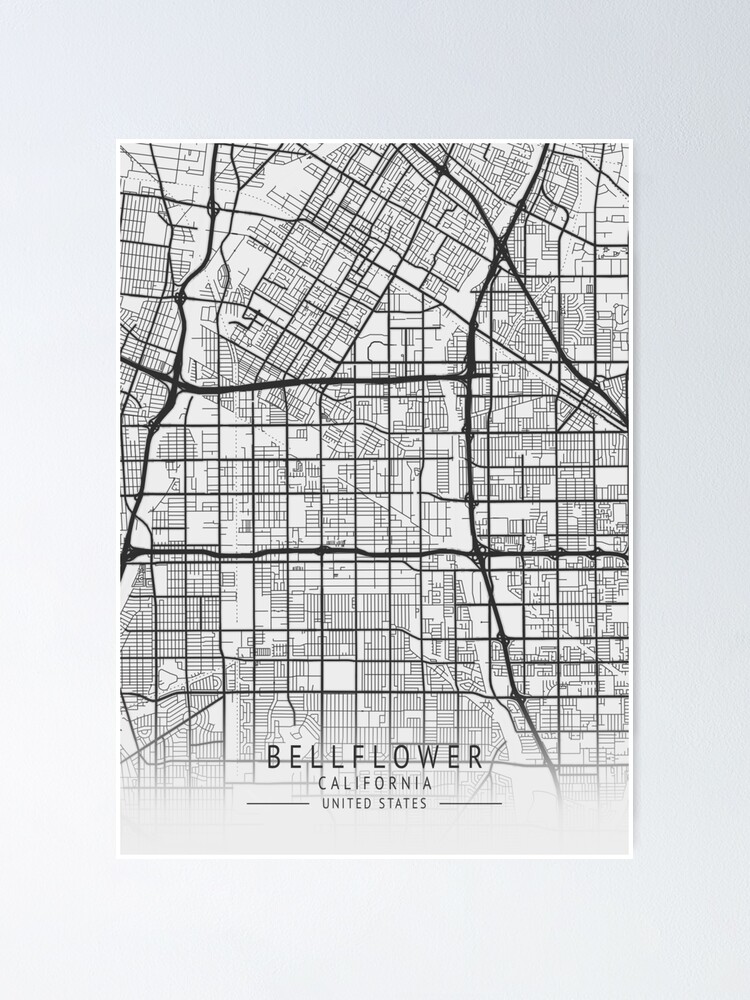 "Bellflower - California - US Gray City Map" Poster for Sale by ...
