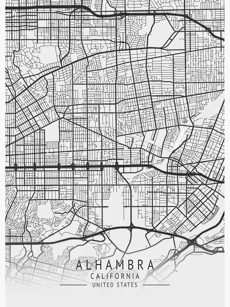 "Alhambra - California - US Gray City Map" Poster by ctmapprint | Redbubble