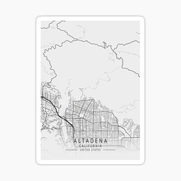 "Altadena - California - US Gray City Map" Sticker by ctmapprint ...