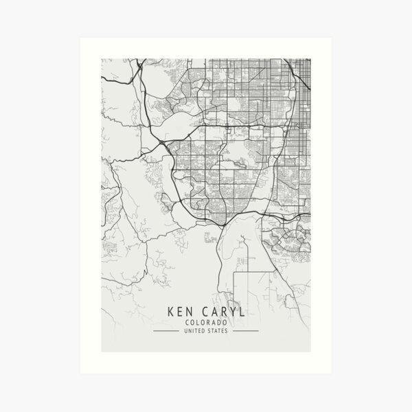 "Ken Caryl - Colorado - US Gray City Map" Art Print for Sale by ...