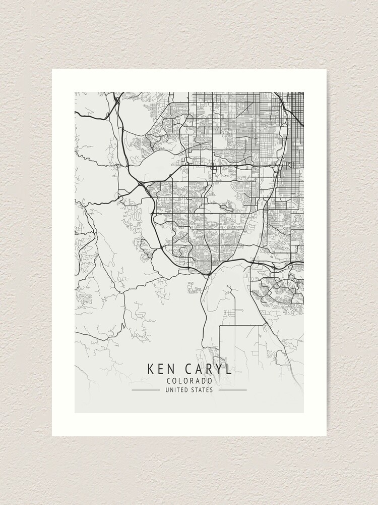 "Ken Caryl - Colorado - US Gray City Map" Art Print for Sale by ...