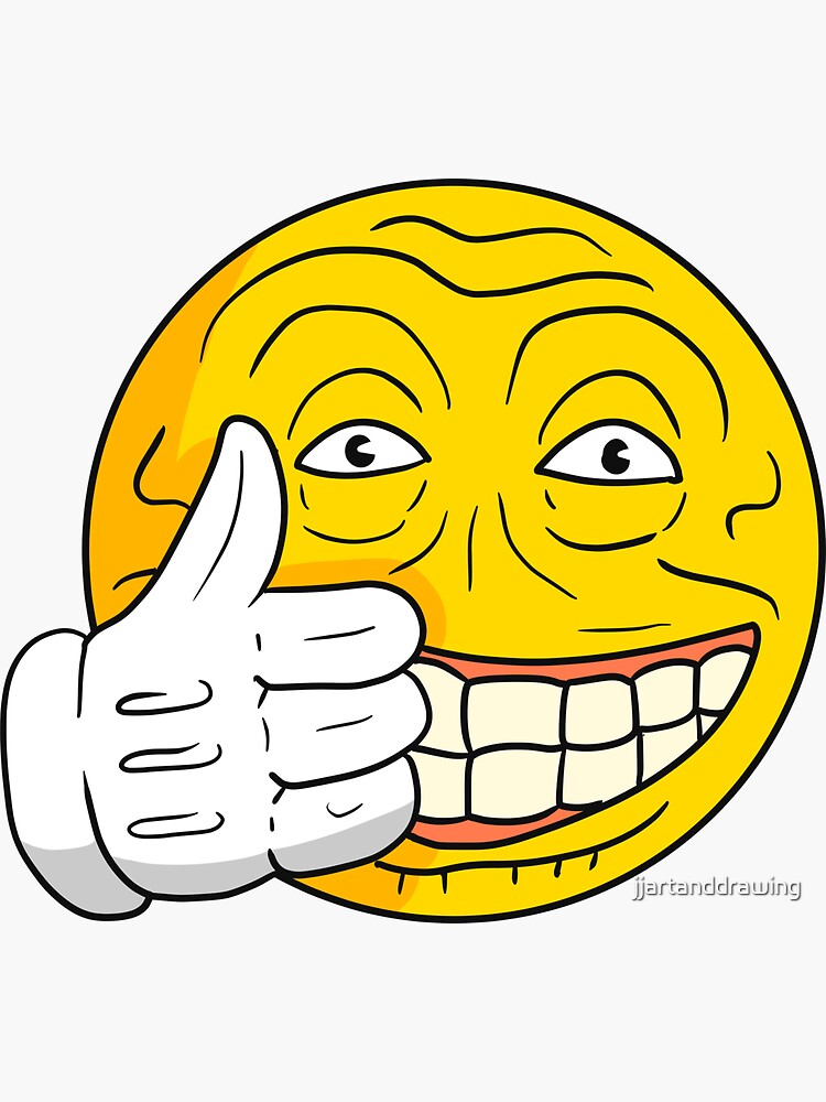 "a painful smile emoticon. thumbs up." Sticker for Sale by ...