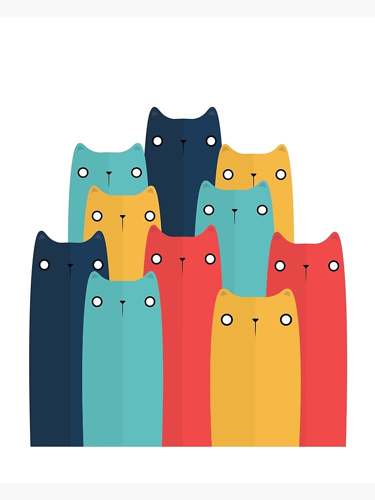 "Multi-Colored Cats Minimal" Poster by honey-jsquad | Redbubble