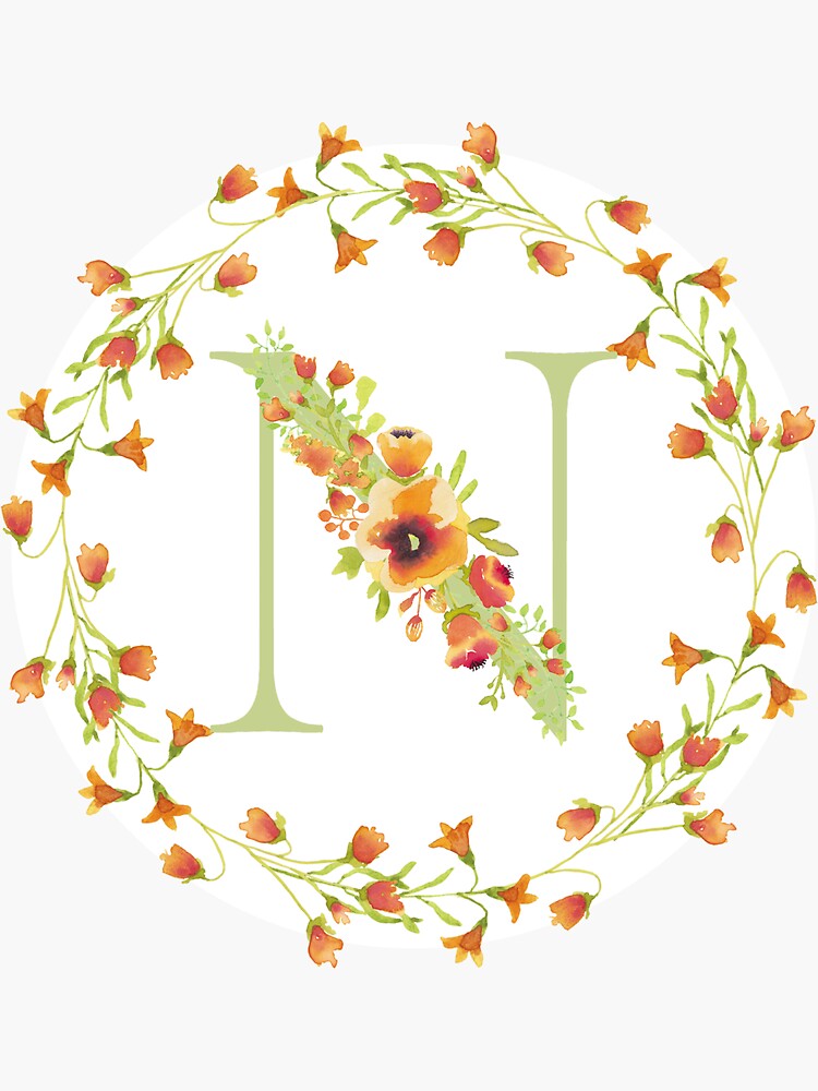 "Letter N - fancy monogram sticker" Sticker for Sale by lollyslane ...