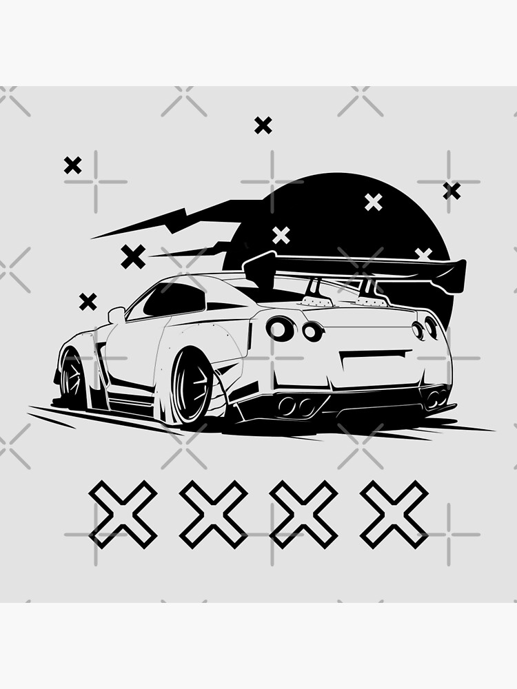 "R35 gtr godzilla jdm vector art" Art Print by ASAKDESIGNS | Redbubble