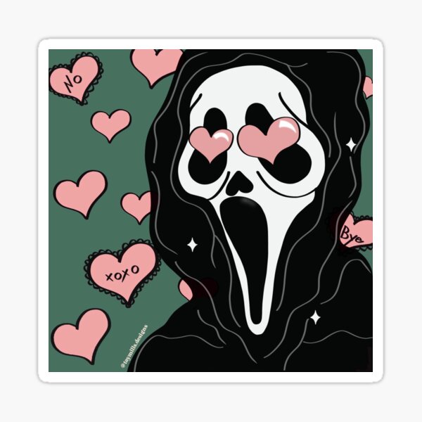 "Scream Halloween Heart Eyes Pink & Blue " Sticker for Sale by ...