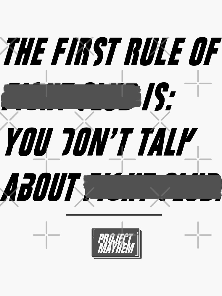 "Fight Club, The First Rule Is..." Sticker for Sale by coolkidstrider ...