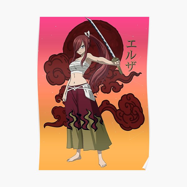 "Erza Scarlet Samurai - Fairy Tail" Poster for Sale by reelanimedragon ...