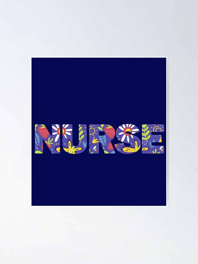 "Nurse spring pattern text" Poster for Sale by NursesTee | Redbubble
